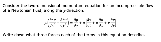 Solved Consider the two-dimensional momentum equation for | Chegg.com
