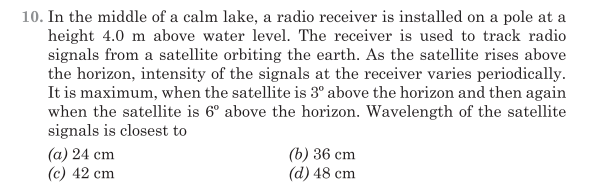 Solved 10. In the middle of a calm lake, a radio receiver is | Chegg.com