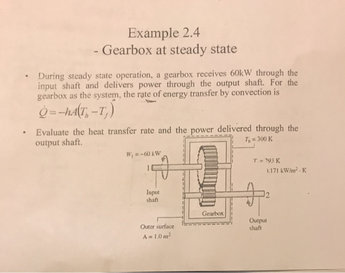 Solved Example 2.4 Gearbox at steady state During steady | Chegg.com
