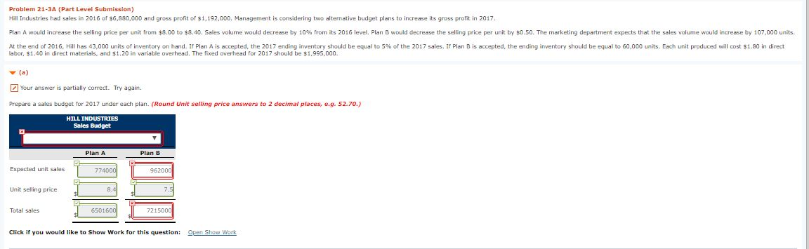 Solved Problem 21-3A (Part Level Submission) Hill Industries | Chegg.com