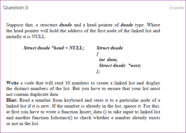 Solved Question 3 10 Points Suppose That A Structure Dnode