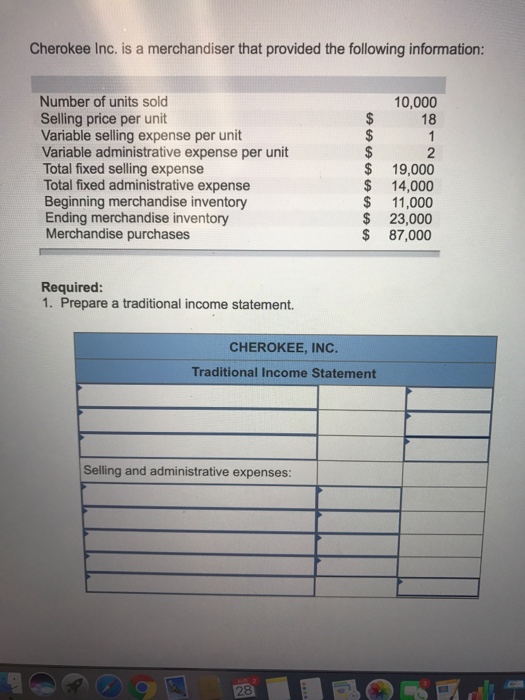 Solved Cherokee Inc. is a merchandiser that provided the | Chegg.com