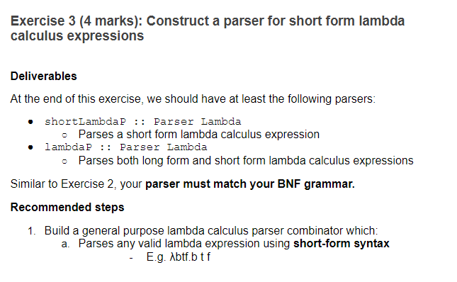 Exercise 1 - I Parses a string representing a | Chegg.com