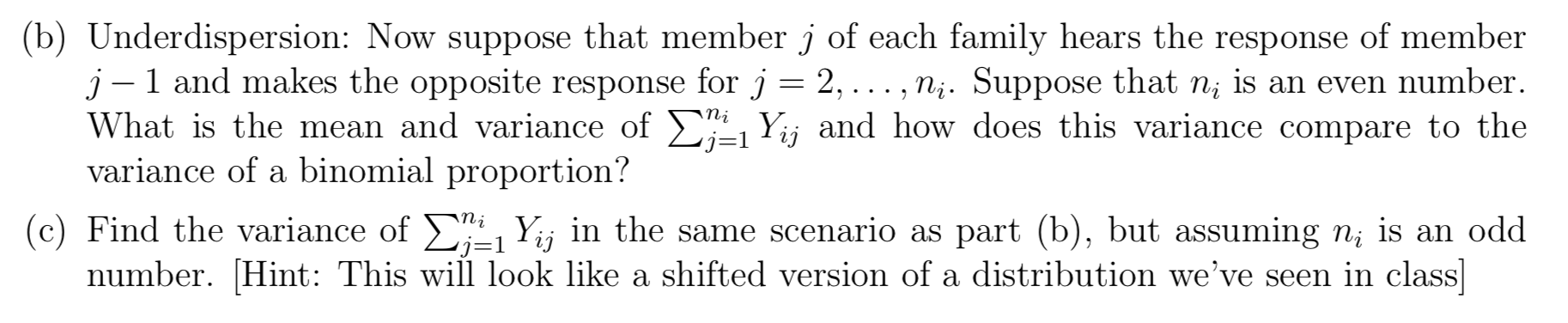 Solved Suppose Yi1, Yi2, ..., Yin; are responses on a binary | Chegg.com