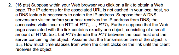 Solved 2. (16 pts) Suppose within your web browser you click | Chegg.com