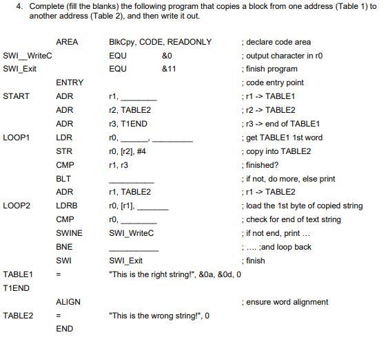 Solved 4. Complete (fill the blanks) the following program | Chegg.com
