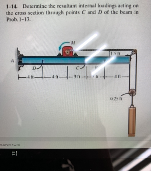 Solved 1-14. Determine the resultant internal loadings | Chegg.com