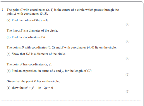 Solved 7 ﻿The point C ﻿with coordinates (2,1) ﻿is the centre | Chegg.com