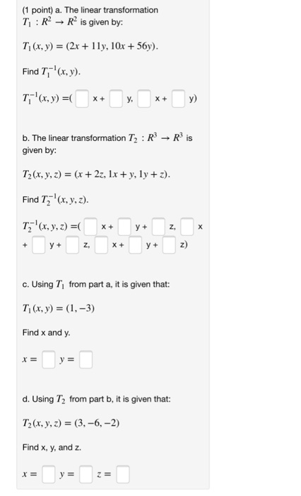 Solved (1 point) a. The linear transformation T R2 is given | Chegg.com