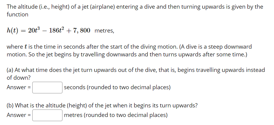 Solved The altitude (i.e., height) of a jet (airplane) | Chegg.com
