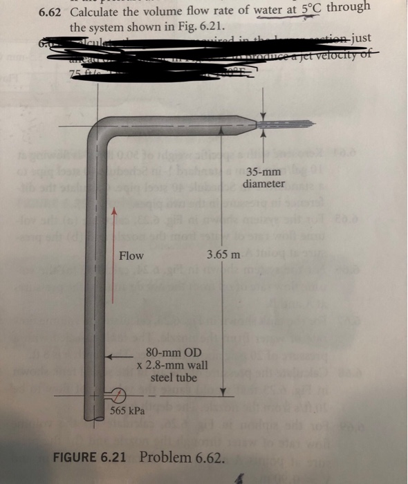 Solved 6.62 Calculate the volume flow rate of water at 5'C | Chegg.com