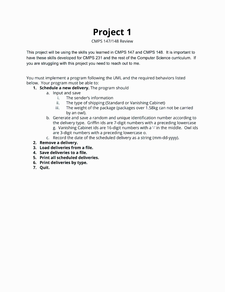 Project 1 CMPS 147/148 Review This project will be | Chegg.com