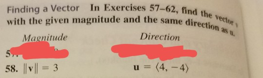 Solved find the vector v with the given magnitude and the | Chegg.com