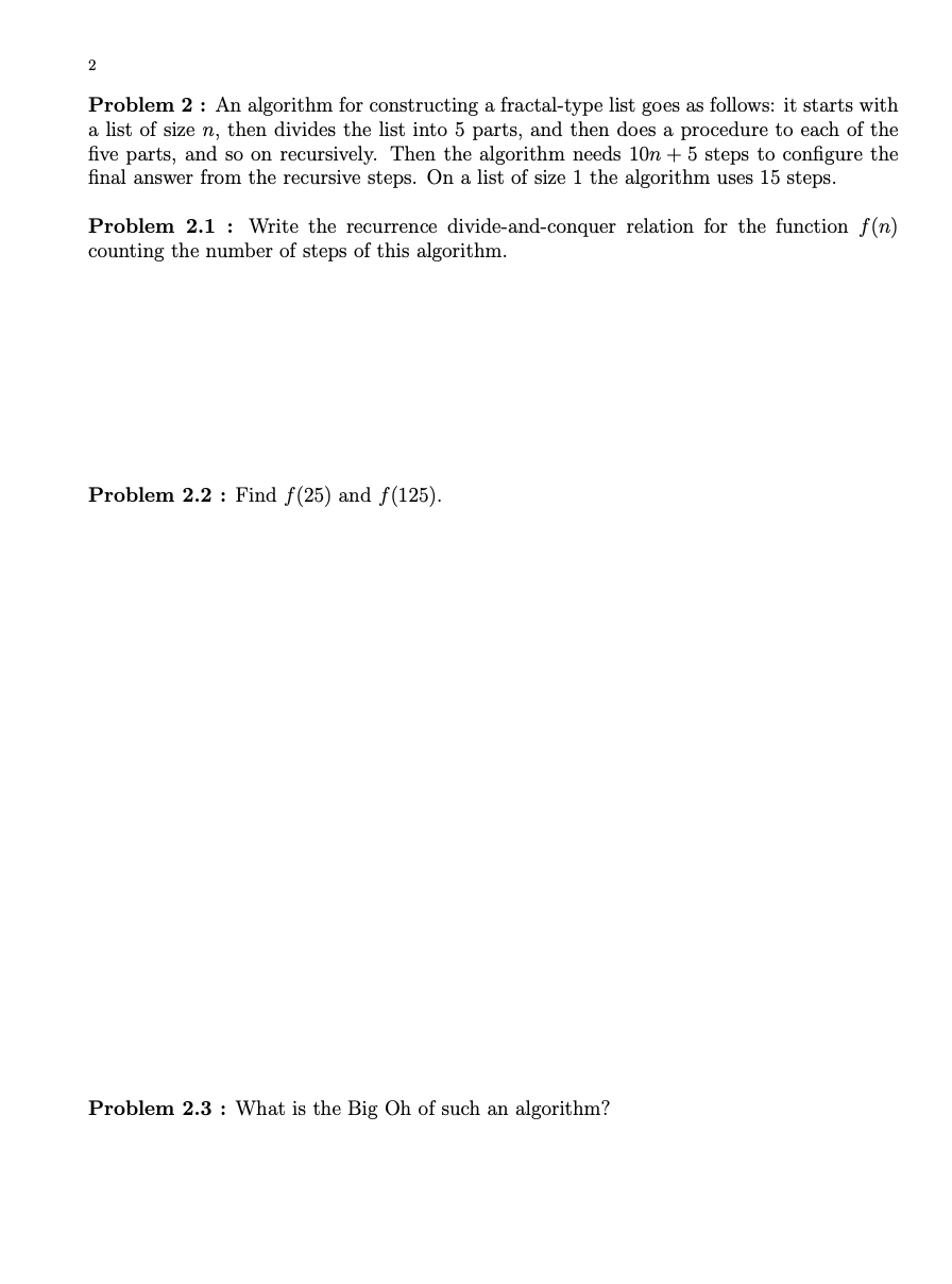 Problem 2 : An algorithm for constructing a | Chegg.com