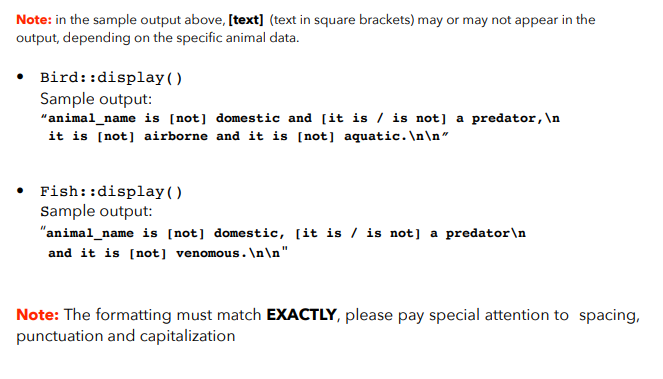 Solved Implementation - 2 parts: Part1: Modify Animal and | Chegg.com