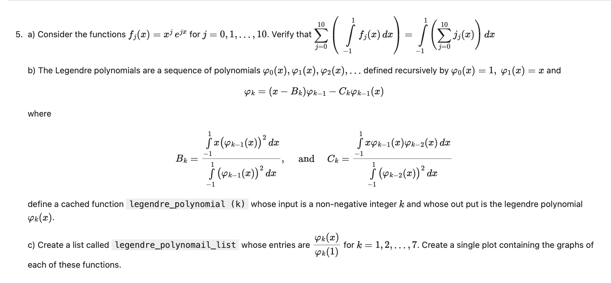 (CODE ON SAGEMATH PLEASE) ﻿a) ﻿Consider the functions | Chegg.com