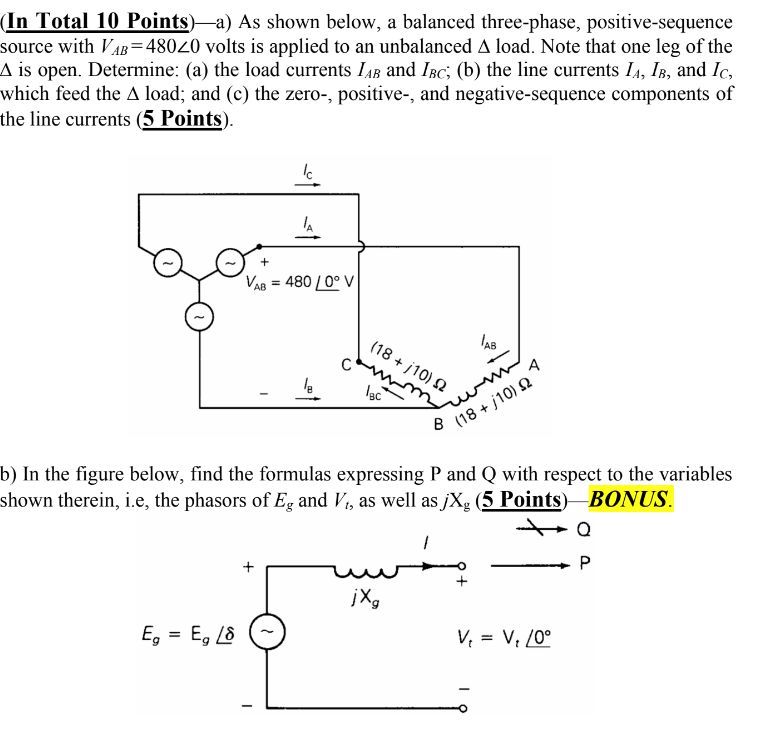 Solved (In Total 10 Points) - a) As shown below, a balanced | Chegg.com