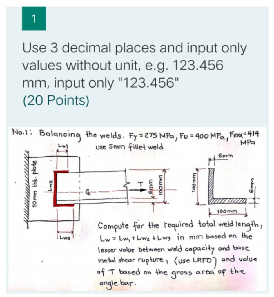 Solved Balancing the wields, Fy=275 MPa, Fu= 400 MPa, Fexx= | Chegg.com