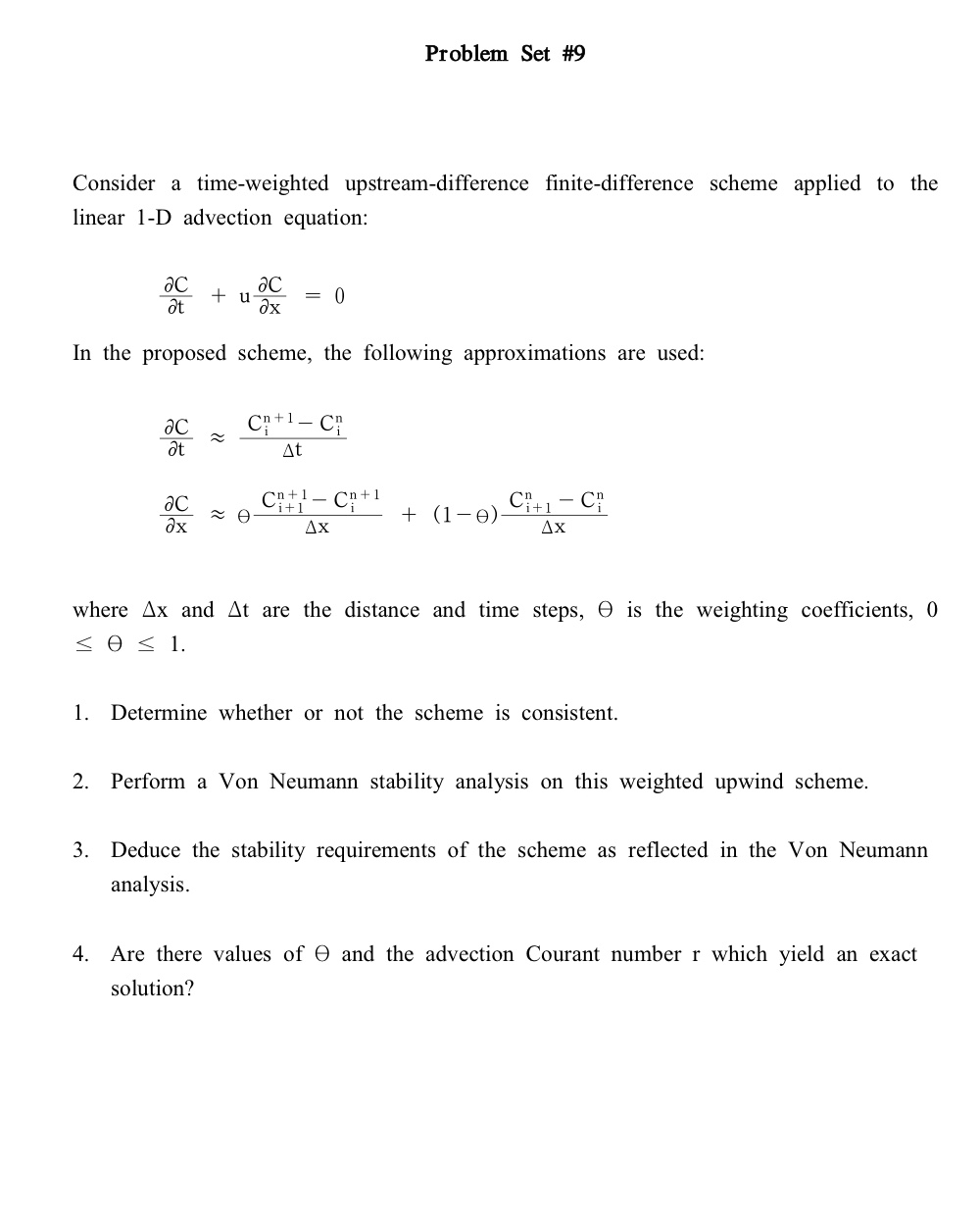 Solved Consider a time-weighted upstream-difference | Chegg.com