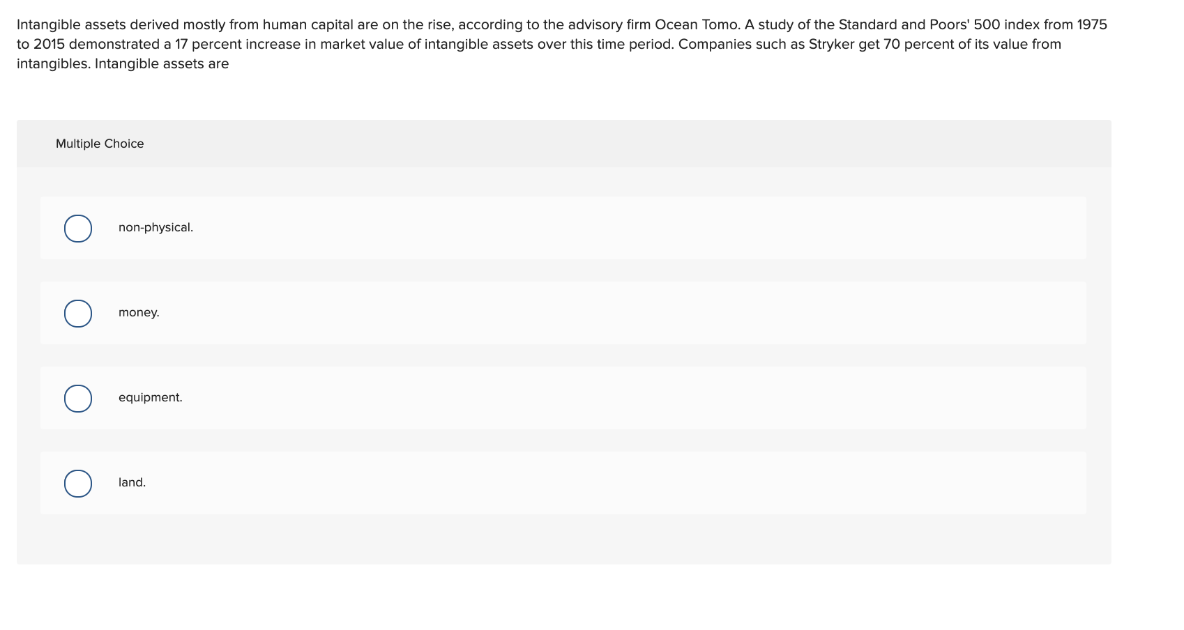 Solved Intangible assets derived mostly from human capital | Chegg.com