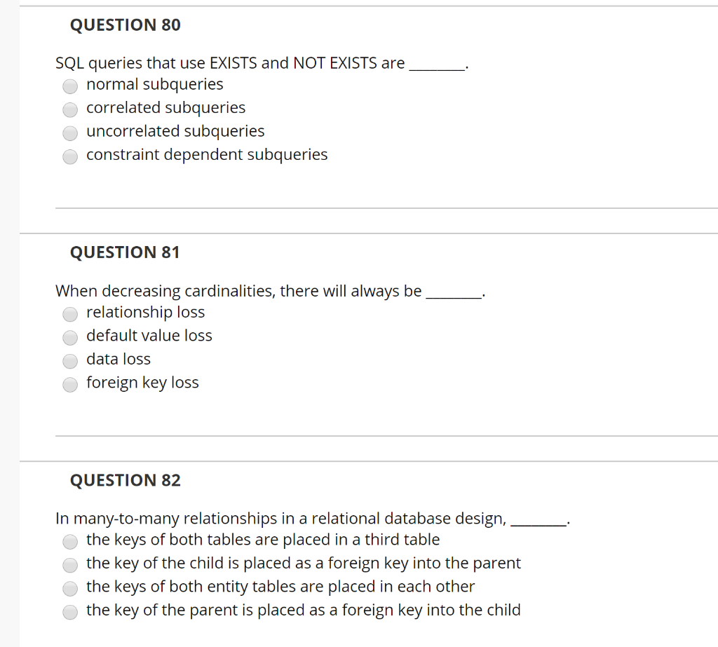 Solved Question 80 Sql Queries That Use Exists And Not 