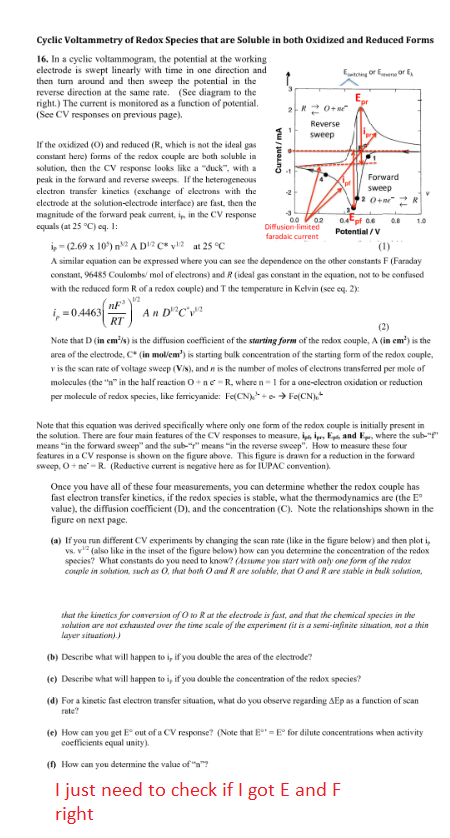 Solved Cyclic Voltammetry of Redox Species that are Soluble | Chegg.com