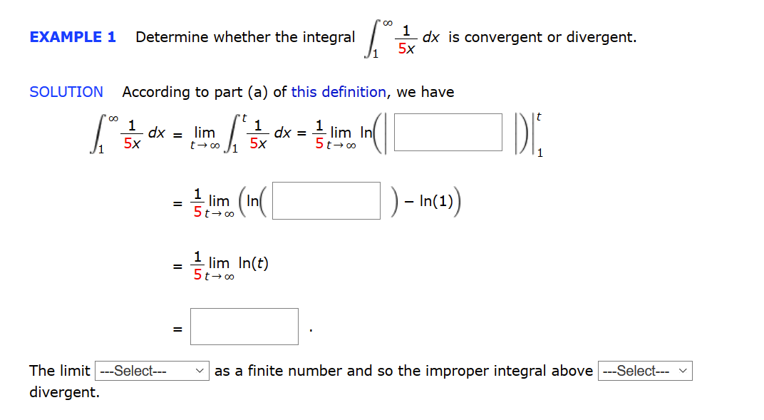 Solved EXAMPLE 1 Determine whether the integral - dx is | Chegg.com
