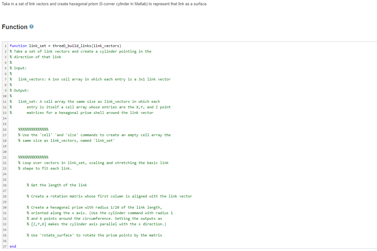 Take in a set of link vectors and create hexagonal | Chegg.com