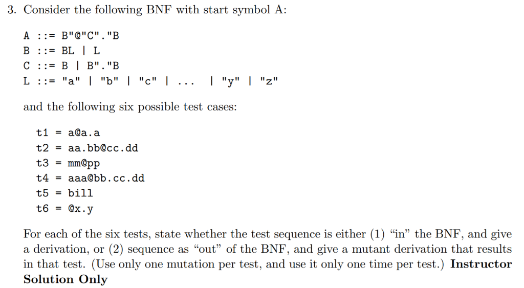 Solved 3. Consider the following BNF with start symbol A: | Chegg.com