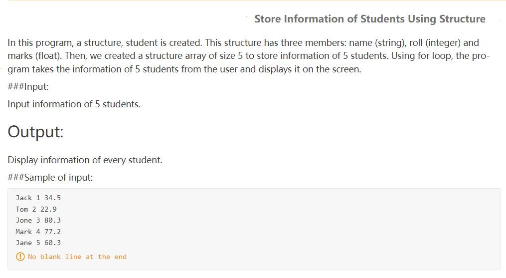 Solved Store Information Of Students Using Structure In This Chegg