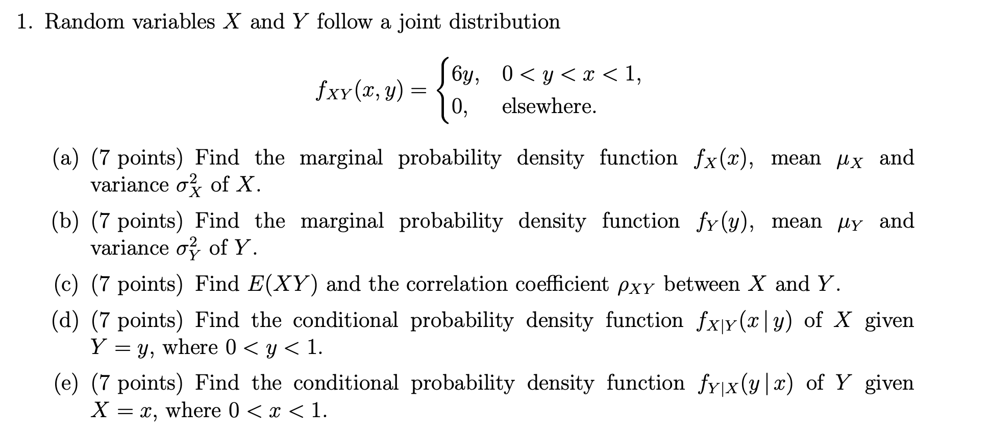 Solved 1. Random variables X and Y follow a joint | Chegg.com