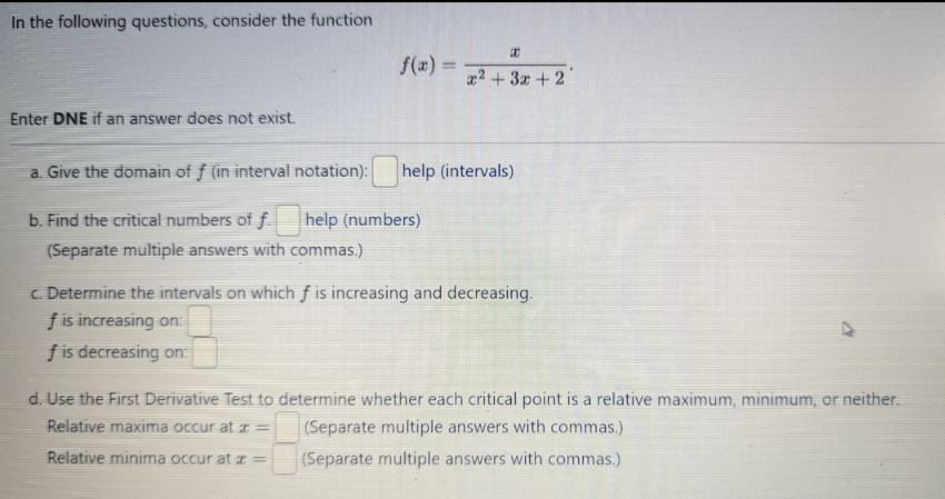 Solved In the following questions, consider the function | Chegg.com