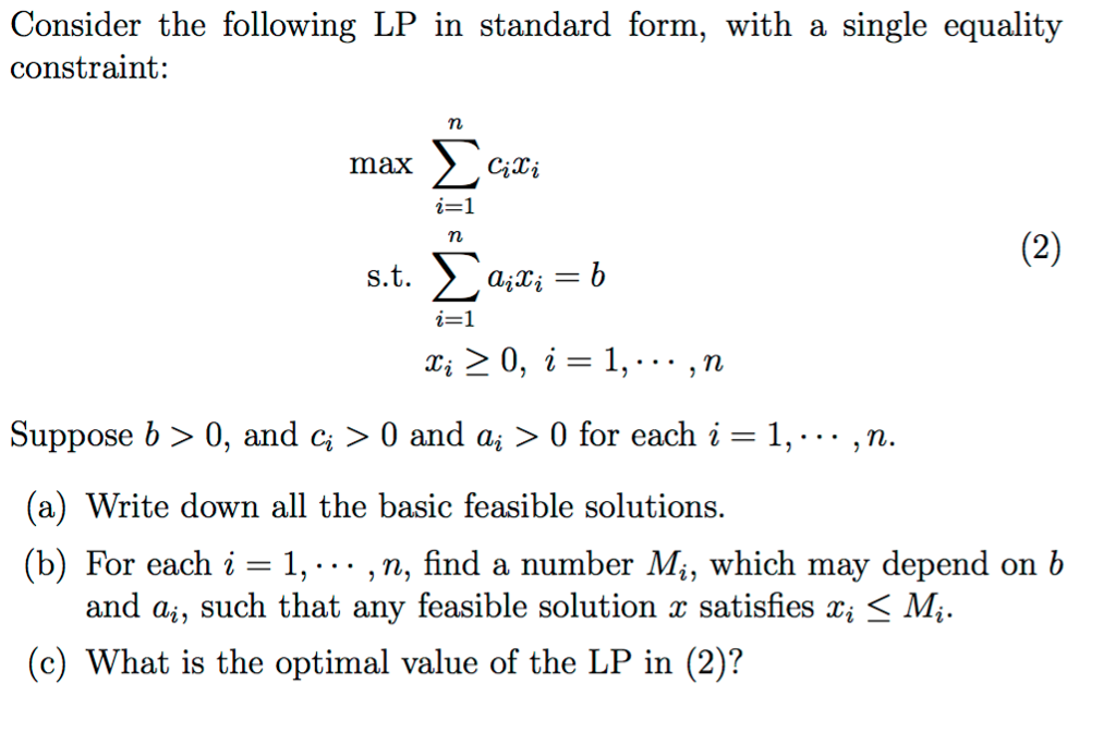 Solved Consider the following LP in standard form, with a | Chegg.com