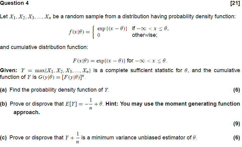 Solved Question 4 [21] Let X1, X2, X3, ..., Xn be a random | Chegg.com