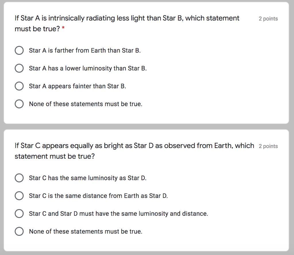 Solved Question 3 Comparing Stars O 2 points If Star A is | Chegg.com