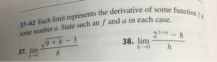 Solved 37-42 Each limit represents the derivative of some | Chegg.com