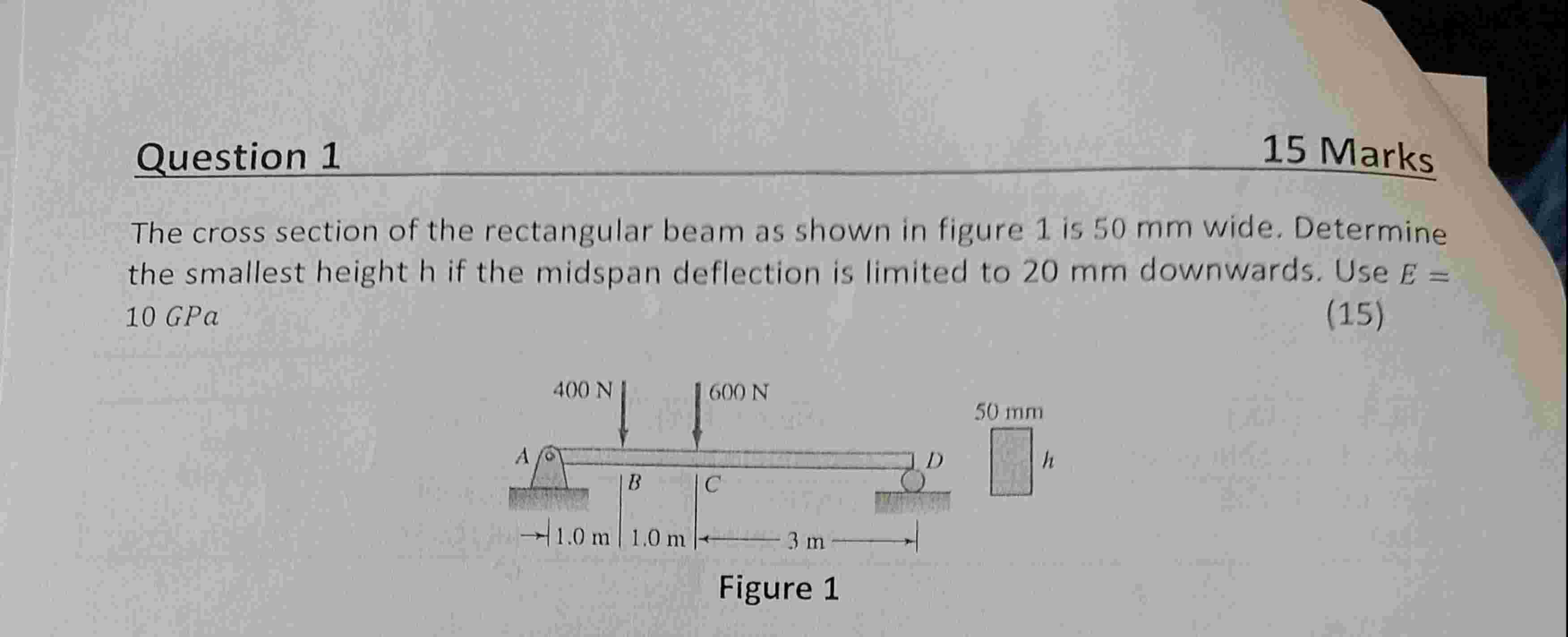 Solved Question 1 ﻿The cross section of the rectangular beam | Chegg.com