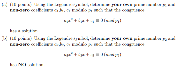 Solved (a) (10 points) Using the Legendre symbol, determine | Chegg.com