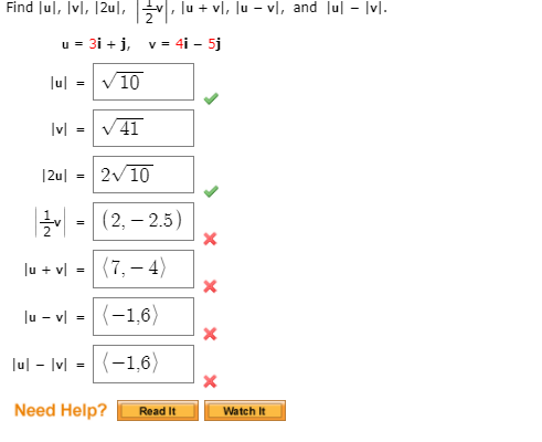 Solved Find lul, lvl. 12u1, 2, lu + v1, lu – vl, and Jul – | Chegg.com