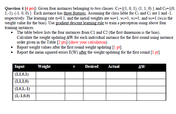 Solved Question 4 [4 pts]: Given four instances belonging to | Chegg.com