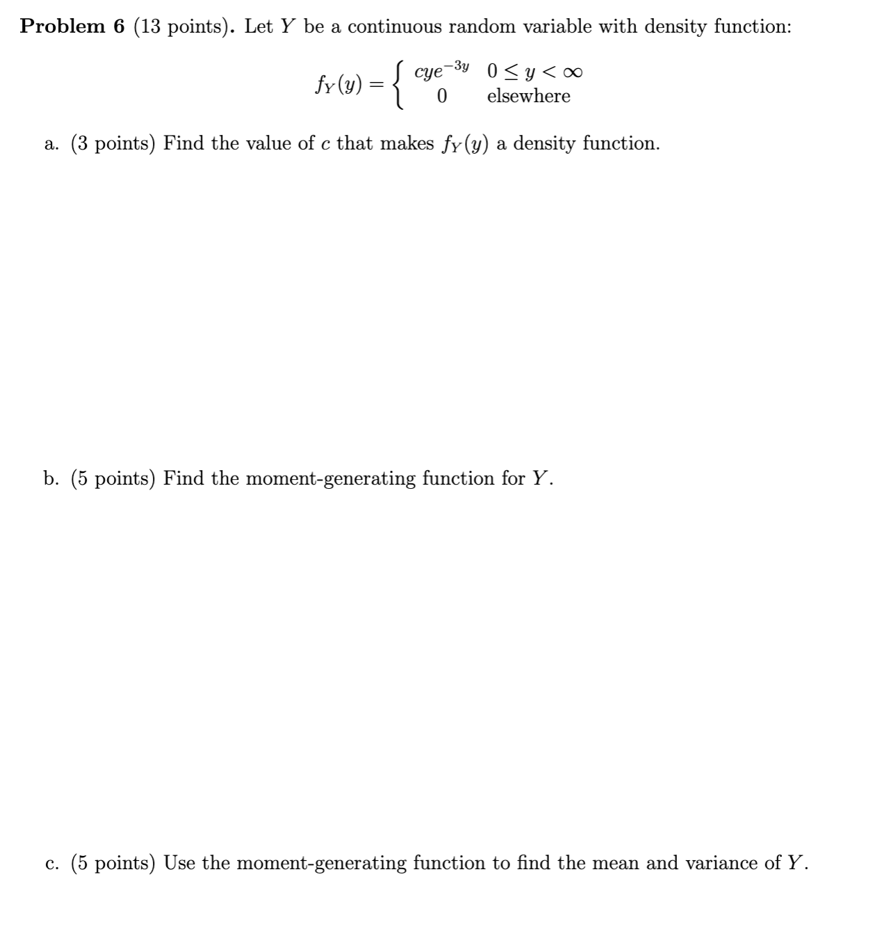 Solved Problem 6 (13 ﻿points). ﻿Let Y ﻿be a continuous | Chegg.com