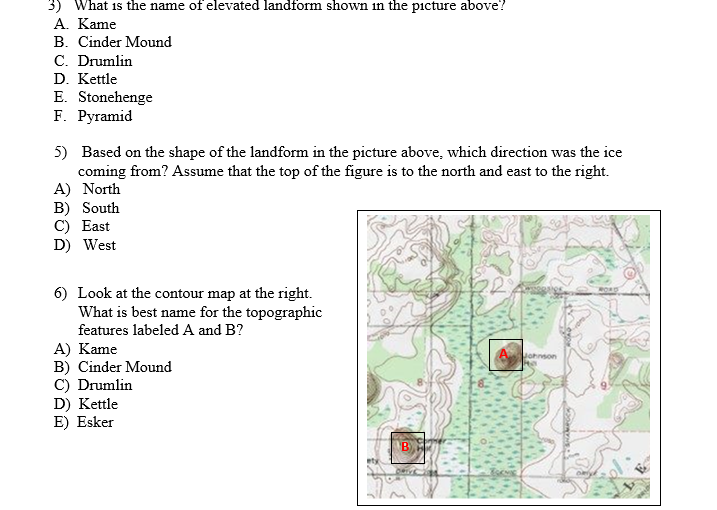 3) What is the name of elevated landform shown in the | Chegg.com