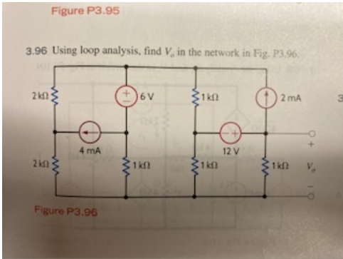 Solved Figure P3.95 3.96 Using loop analysis, find V, in the | Chegg.com