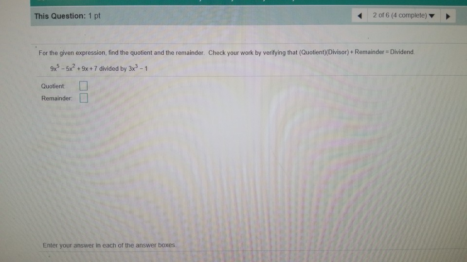 Solved This Question: 1 pt 2 of 6 (4 complete) For the given | Chegg.com