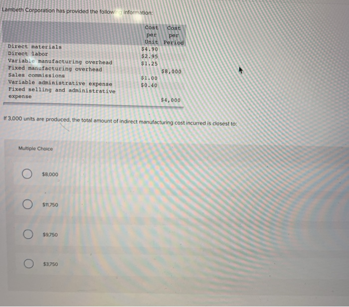 Solved Lambeth Corporation has provided the following | Chegg.com