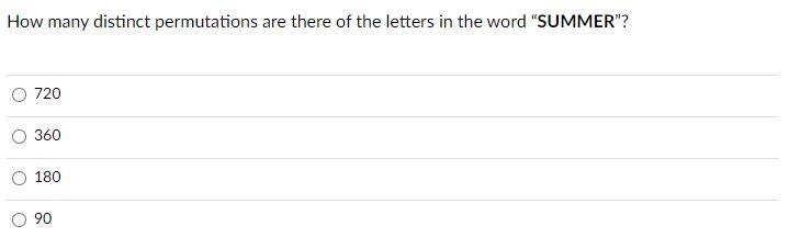 Solved How many distinct permutations are there of the | Chegg.com