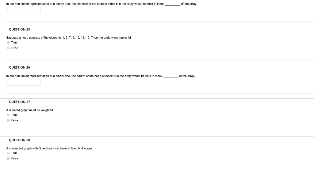 Solved In our non-linked representation of a binary tree, | Chegg.com