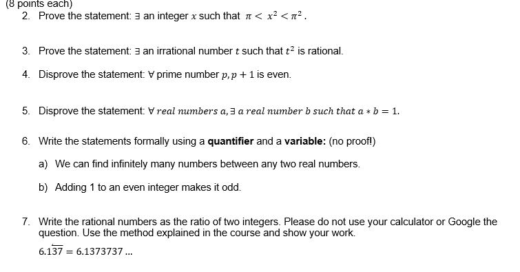 Solved 2 Prove The Statement ∃ An Integer X Such That π 