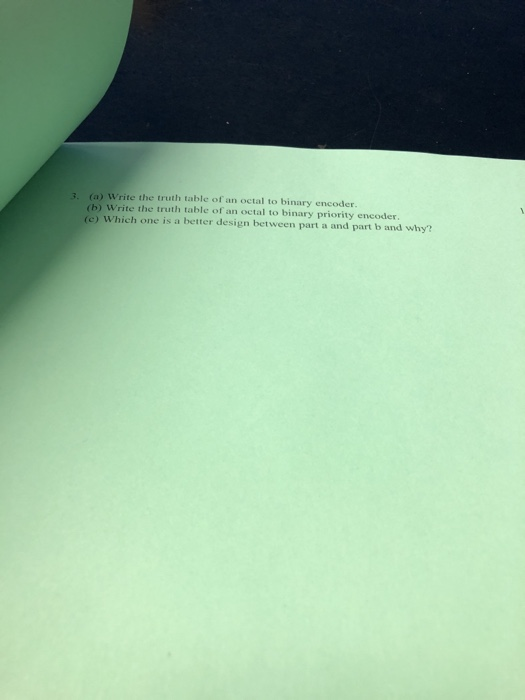 Solved A Write The Truth Table Of An Octal To Binary 