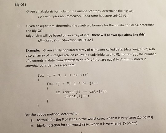 Solved Big-O() Given an algebraic formula for the number of | Chegg.com